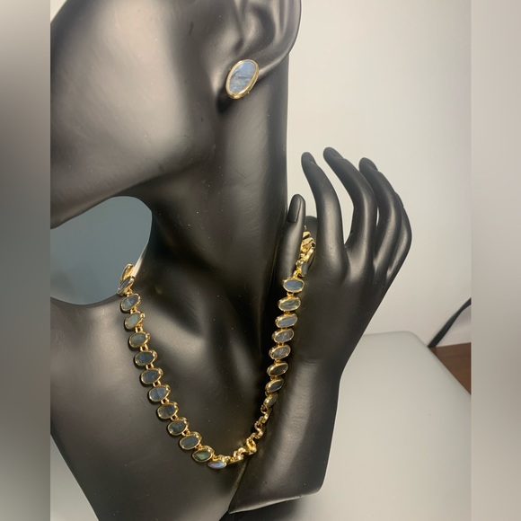 Jewelry | Gold Abalone Necklace And Earrings Set | Poshmark